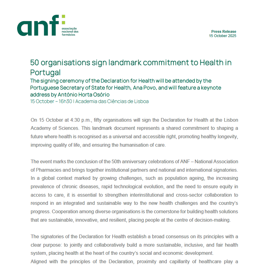 50 organisations sign landmark commitment to Health in Portugal